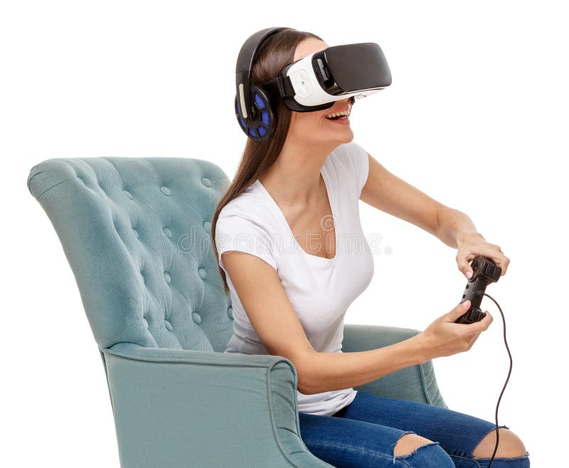 Woman with Virtual Reality Goggles Stock Image - Image of entertainment ...