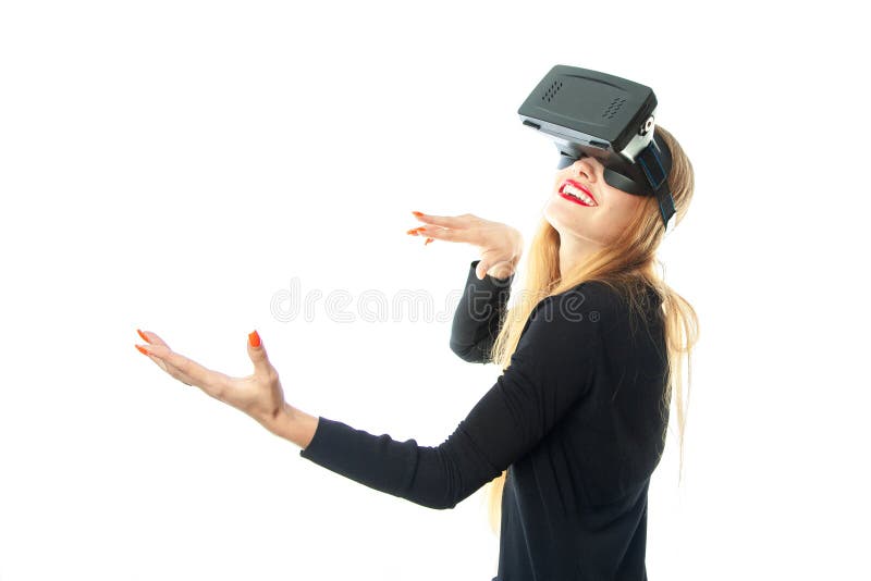 Woman in Virtual Reality Helmet Stock Photo - Image of adult, business ...
