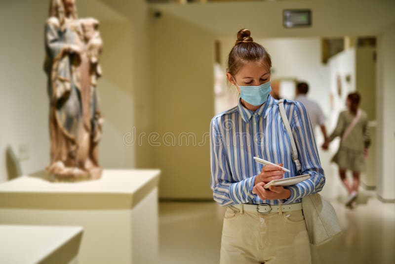 Woman Visitor Art Gallery Museum. Stock Image - Image of culture ...