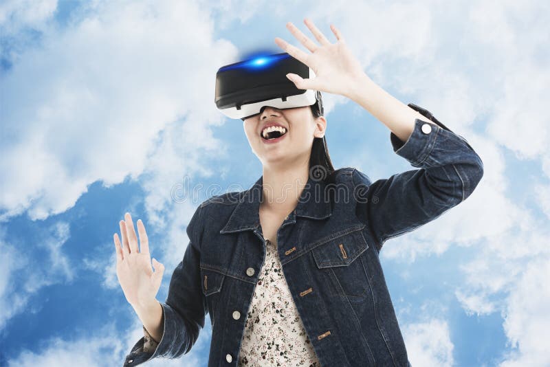 Woman with VR Glasses of Virtual Reality Stock Image - Image of glasses ...