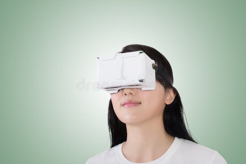 Woman with vr headset stock photo. Image of beautiful - 77383076