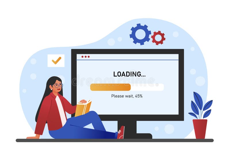 Woman waiting loading stock vector. Illustration of service - 253524575