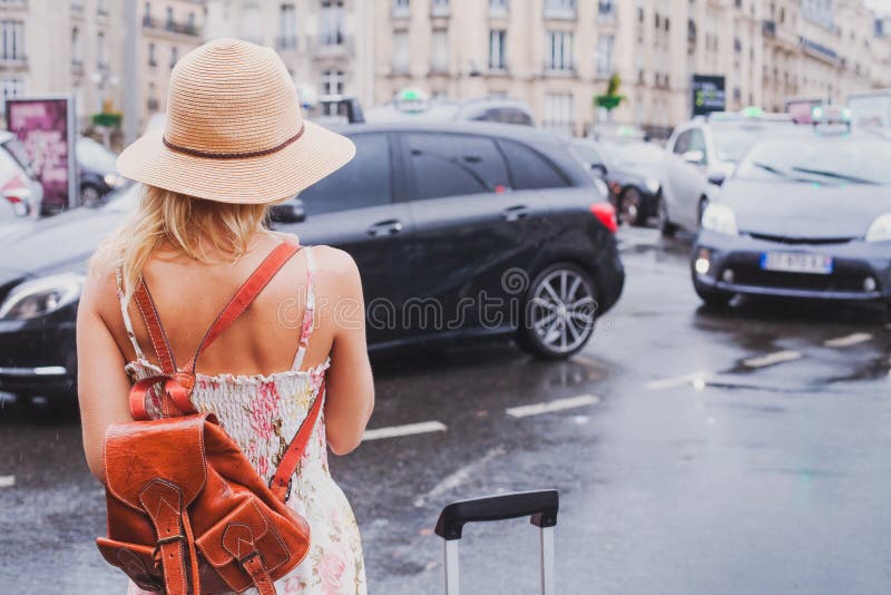 Woman Waiting For Taxi Tourist Commuter Stock Image Image Of Adult Station 113679469 5635