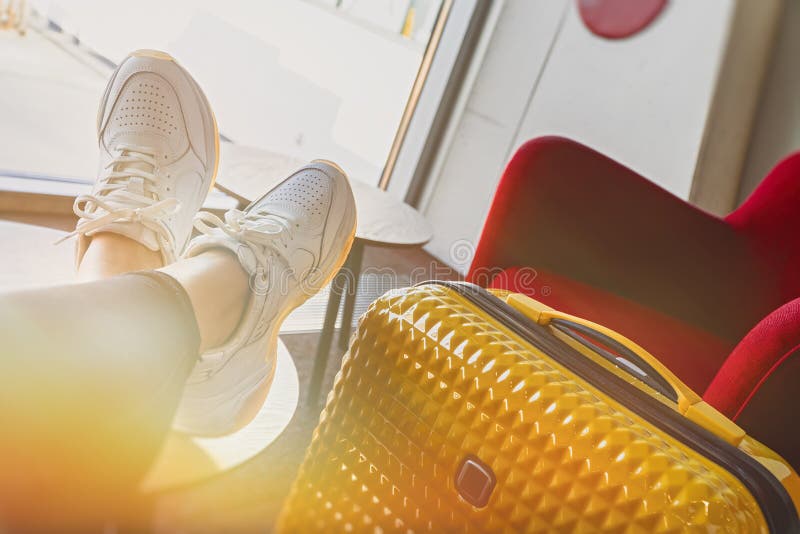 Woman is Waiting To Board a Plane Stock Photo - Image of comfort ...