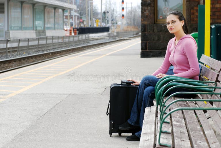 Woman Waiting at the Train Station Stock Image - Image of platform ...