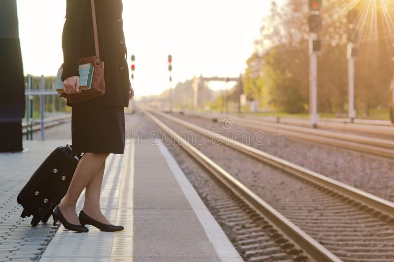 Woman Waiting a Train on the Train Station. Stock Image - Image of body ...