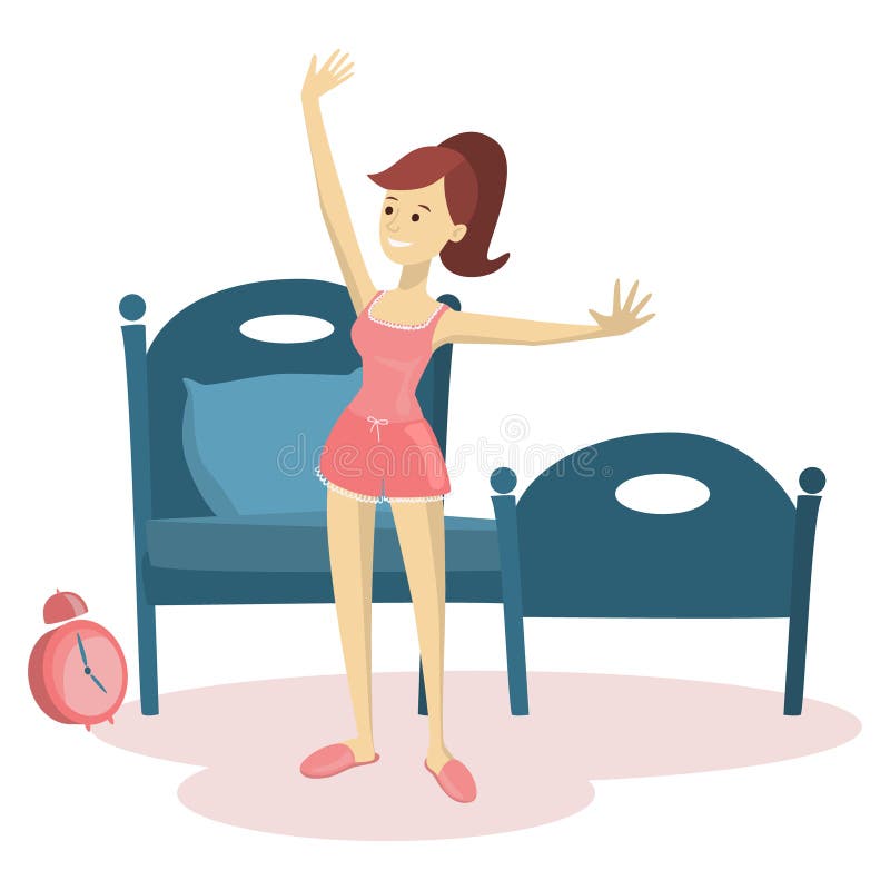 Woman Waking Up Stock Vector Illustration Of Room 107322316