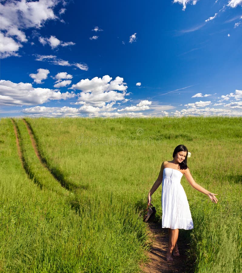 Woman Walking Along the Road Stock Image - Image of female, human: 31465673