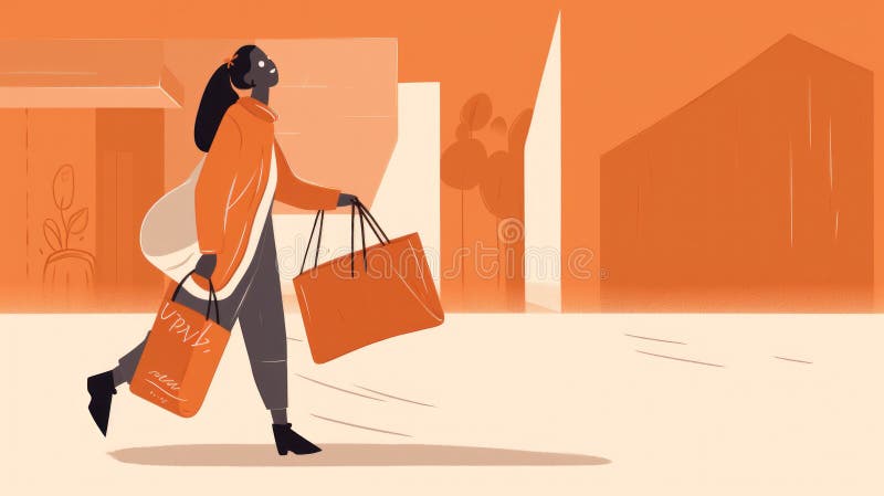 Woman Running Shopping Bags Stock Illustrations 352 Woman Running