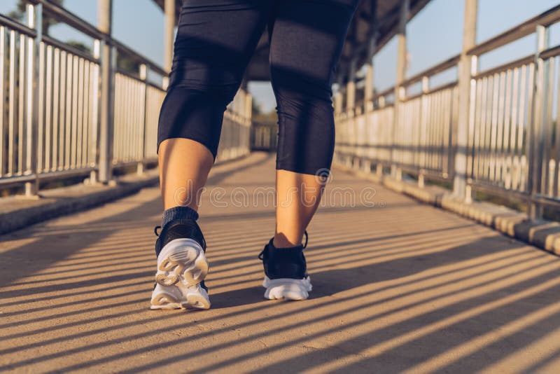 Woman Walking Exercise on the Overpass Stock Photo - Image of caucasian ...