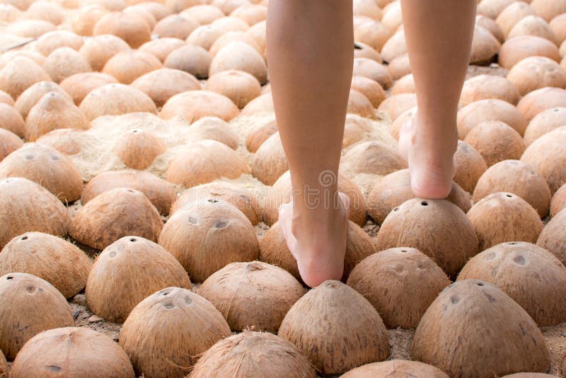 Woman Walking on Foot Massage Device Stock Photo - Image of indoors ...