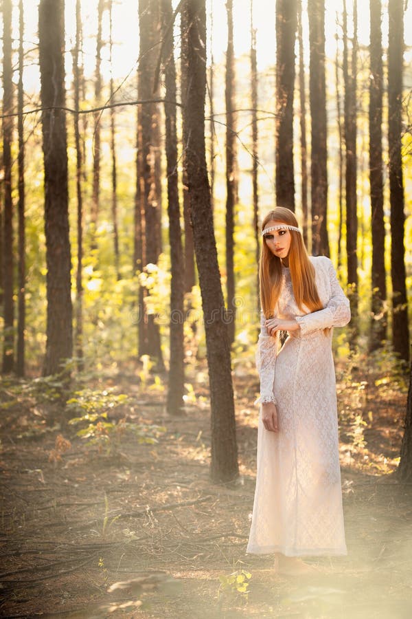 Woman Sitting on Ground in the Forest Stock Image - Image of fall ...
