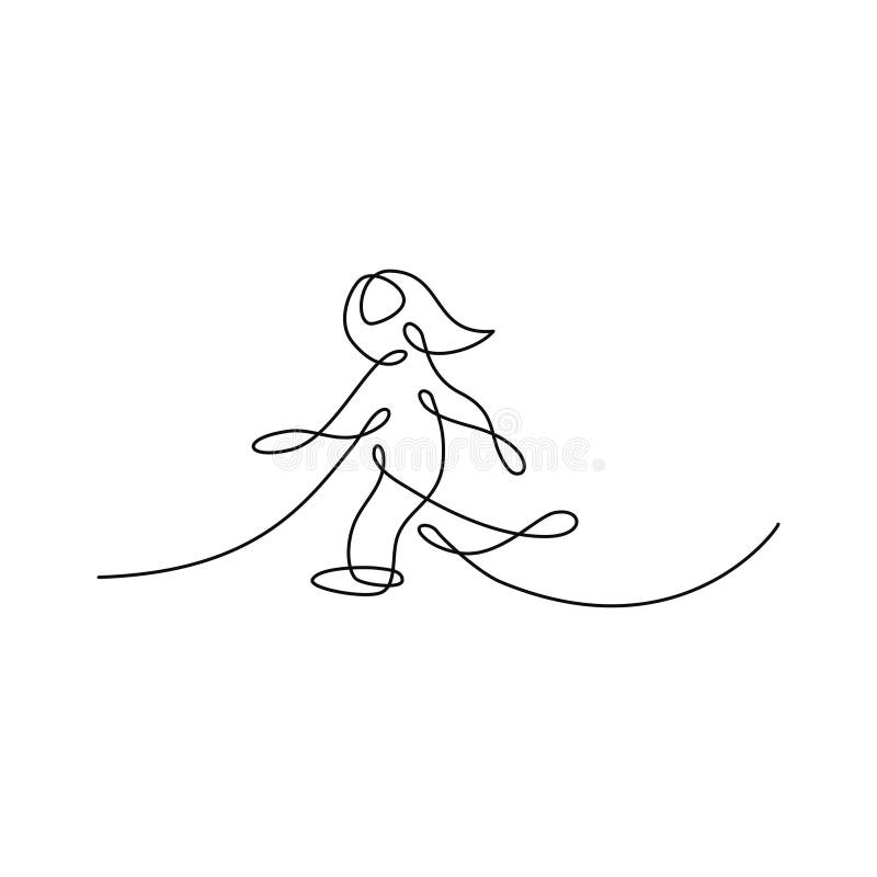 Woman Walking One Single Line Drawing Stock Vector - Illustration of ...