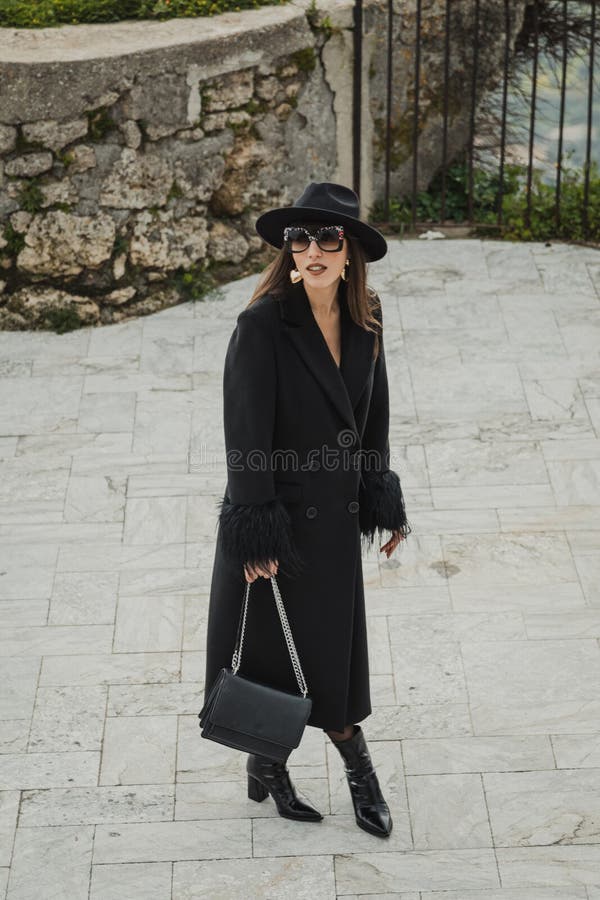 Woman Walking Stone Path Inside Square Under Castle Stock Photos - Free ...