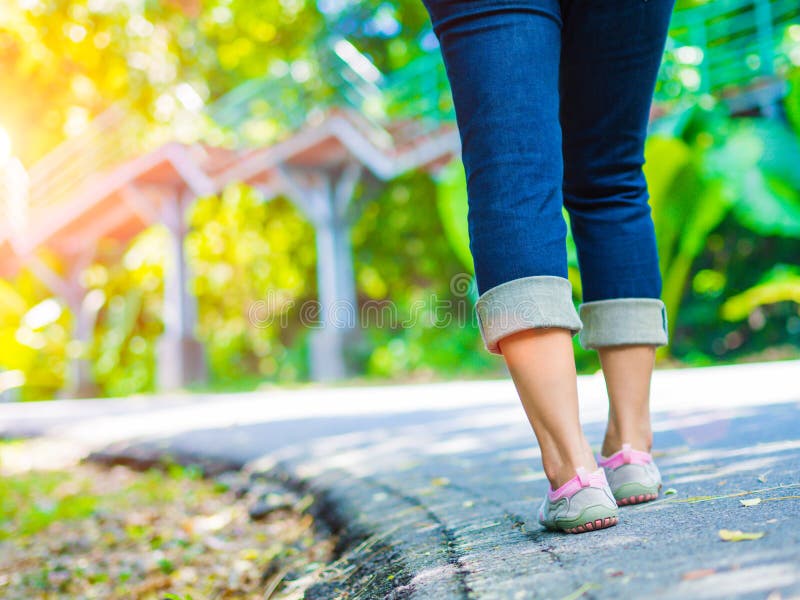 Woman Walking Towards on the Road Side. Step Concept Stock Image ...