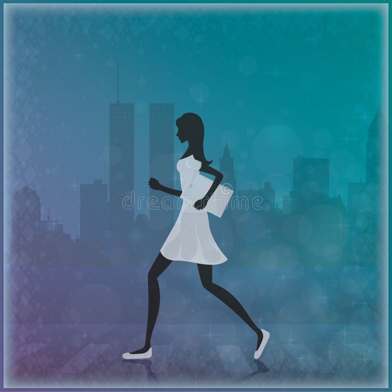 Woman Walking. Vector Illustration Decorative Design Stock Vector ...