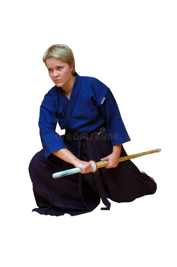 Woman of warrior kendoka stock image. Image of concentration - 4925577