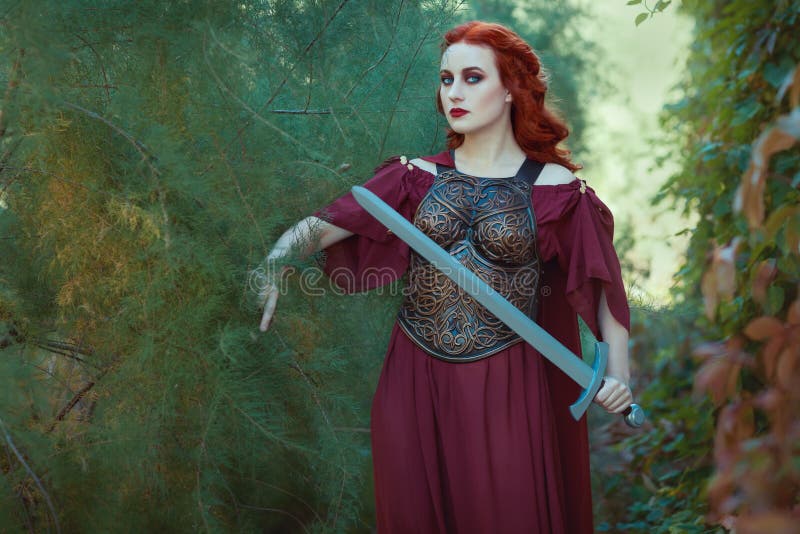 Woman Warrior with a Sword in Her Hand. Stock Image - Image of ...