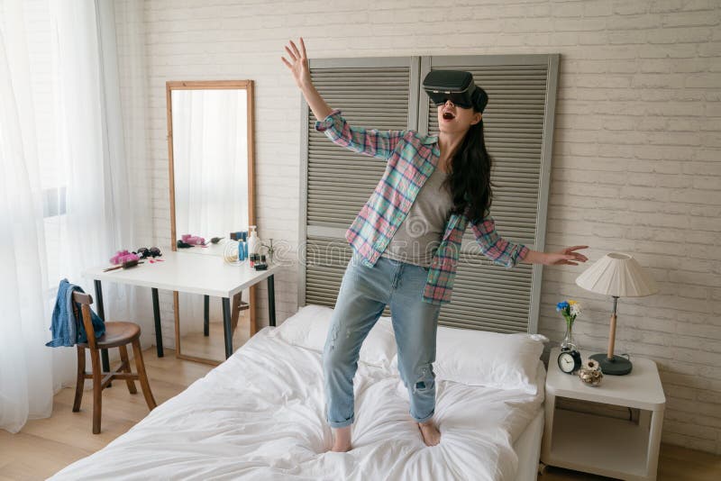 Woman Was Shocked by Huge Stuff Emerged in Her VR Stock Photo - Image ... Woman Was Shocked by Huge Stuff Emerged in Her VR Stock Photo - Image ...
