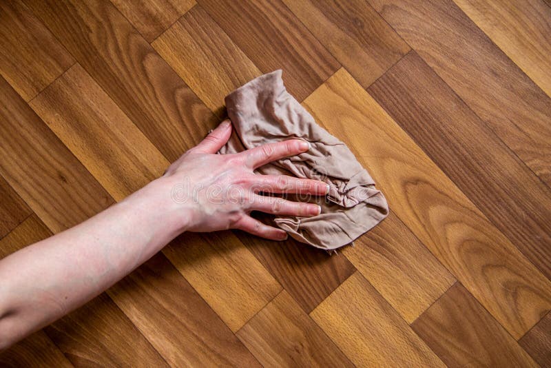 Woman Washes the Parquet Floor with a Rag Stock Photo - Image of house ...
