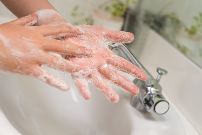 Woman Washing Hands in Basin Stock Photo - Image of basic, water: 180764378