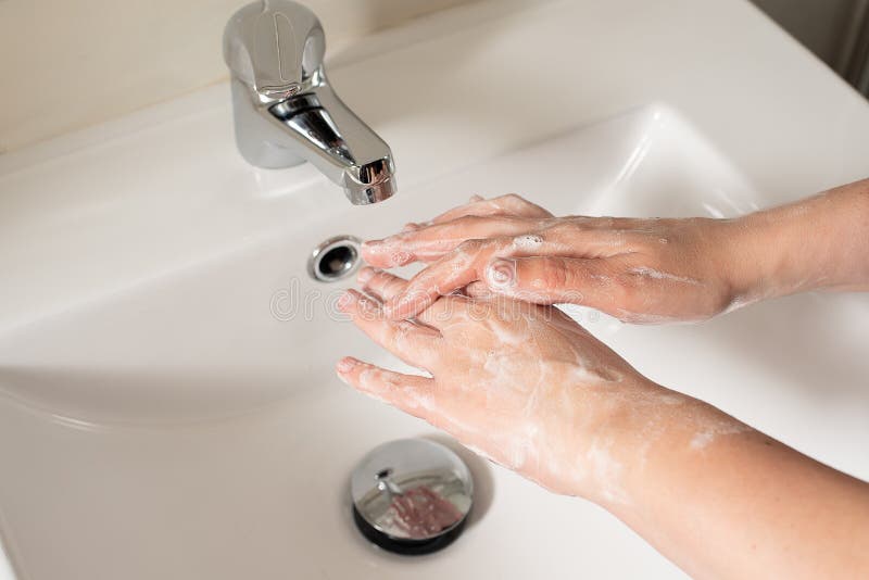 Woman Washing Hands at Home Stock Image - Image of interior, hotel ...