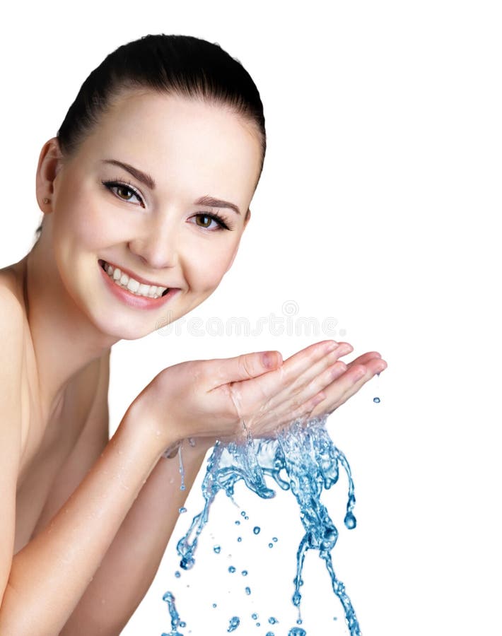 Woman Washing Her Face with Water Stock Photo - Image of refreshment ...