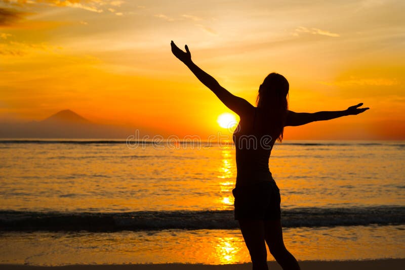 Woman watching sunset stock photo. Image of sunset, horizon - 34838764