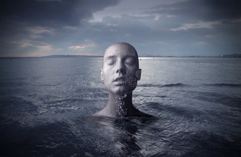 Woman in the water stock image. Image of emerge, swim - 12879081