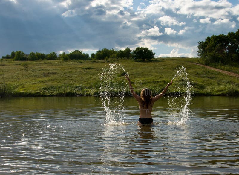 Woman in water stock image. Image of fresh, river, beauty - 25620487