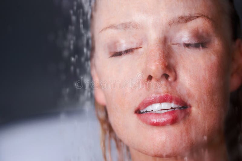Shower Woman And Water Drops With Health For Relax Healthy Skincare
