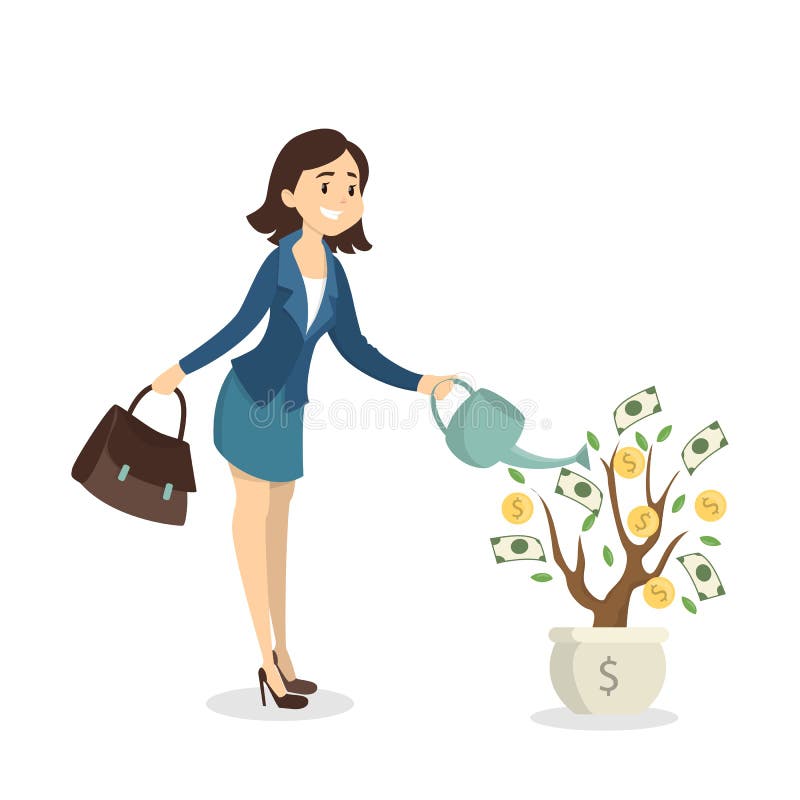 Woman Watering Money Tree Stock Illustrations – 464 Woman Watering ...