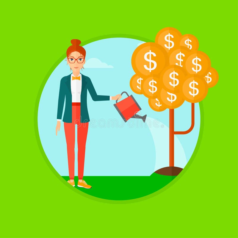 Woman Watering Money Tree Stock Illustrations – 464 Woman Watering ...