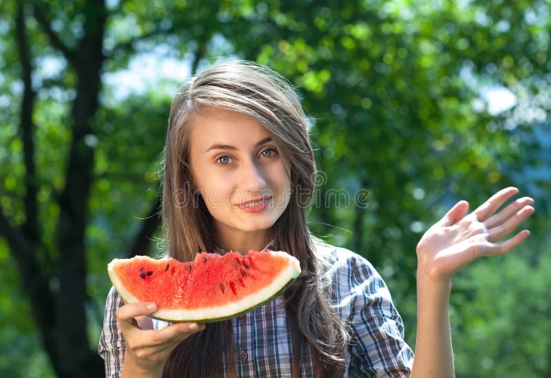 Woman and watermelon stock photo. Image of girl, holding - 26133668
