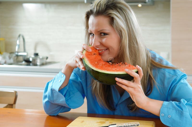 Woman with watermelon stock image. Image of natural, delicious - 29577861