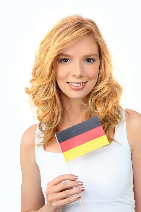 Woman Smiling With German Flag Stock Image - Image of attractive ...