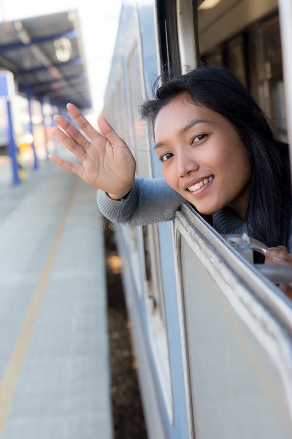 Woman Waving Greeting Moving Train Stock Photos - Free & Royalty-Free ...