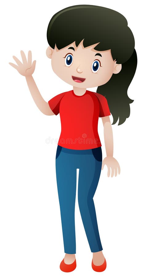 Woman waving hand hello stock illustration. Illustration of hand - 84402111