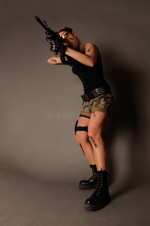 Woman with weapon. stock image. Image of female, attack - 21519127