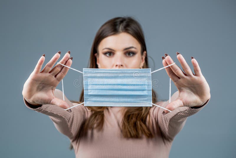 Woman Wearing An Anti Virus Protection Mask Woman Wearing Medical Face