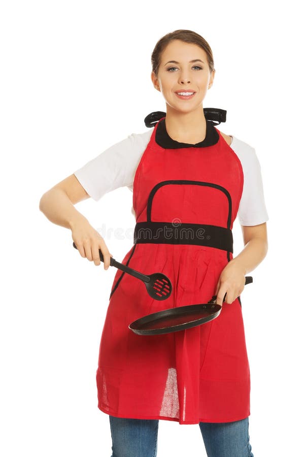 Woman wearing apron stock image. Image of happy, caucasian - 46307685