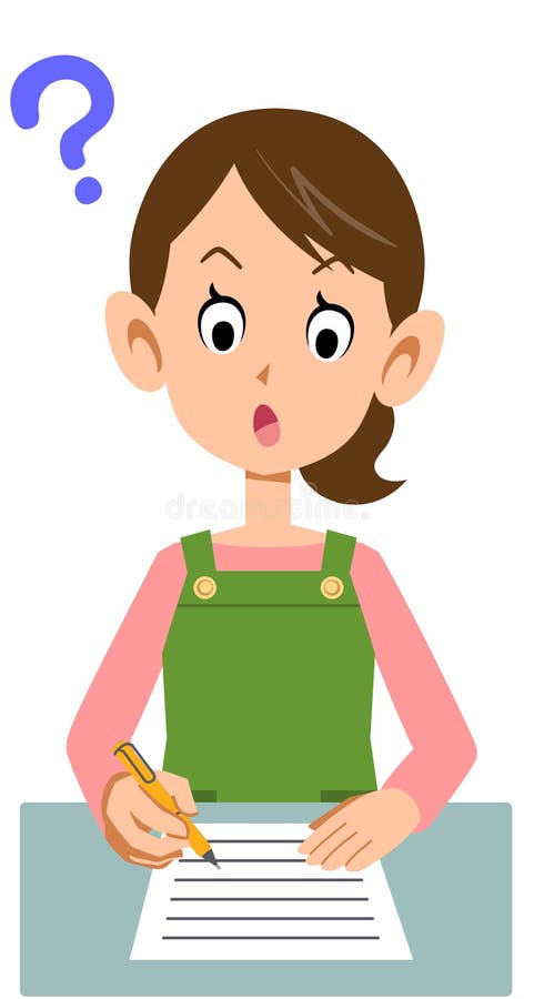 A Woman Wearing an Apron To Fill Out Documents with a Questionable Look ...