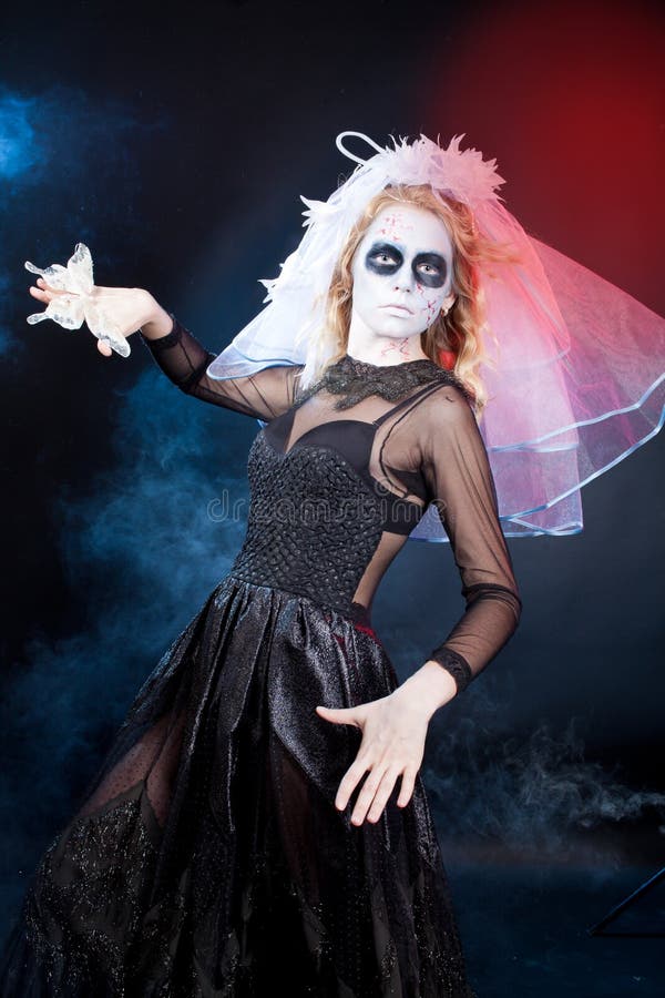 Woman Wearing As Dead Bride or Witch. Halloween Stock Photo - Image of ...