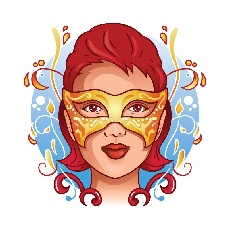 Woman Wearing Carnival Mask. Vector Illustration Decorative Design ...