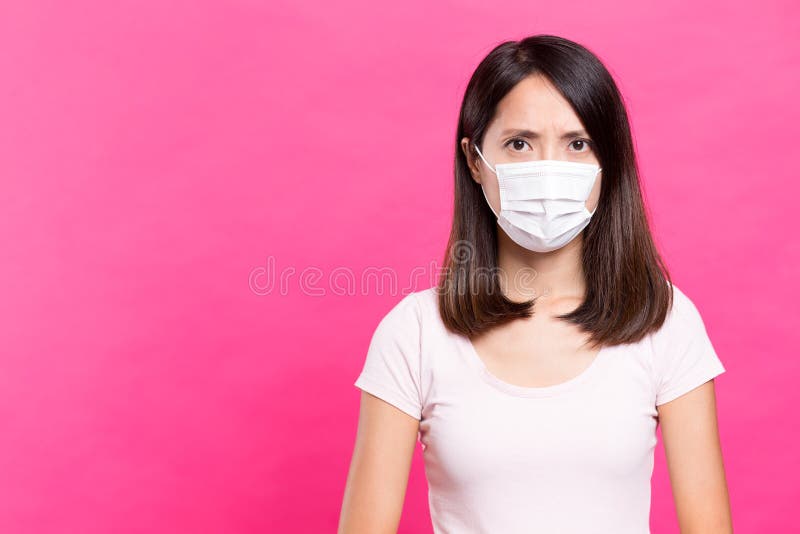 Woman Wearing Face Mask Protect from Pollen Allergy Stock Photo - Image ...