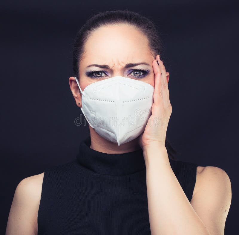 Woman wearing face mask stock image. Image of caucasian - 209266183