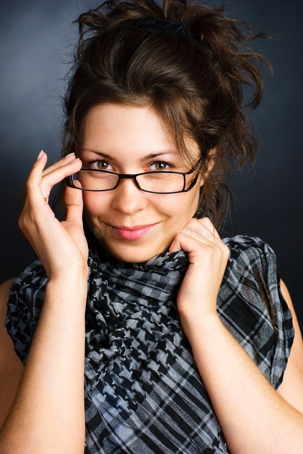 Woman wearing glasses stock image. Image of brunette, decision - 9533067