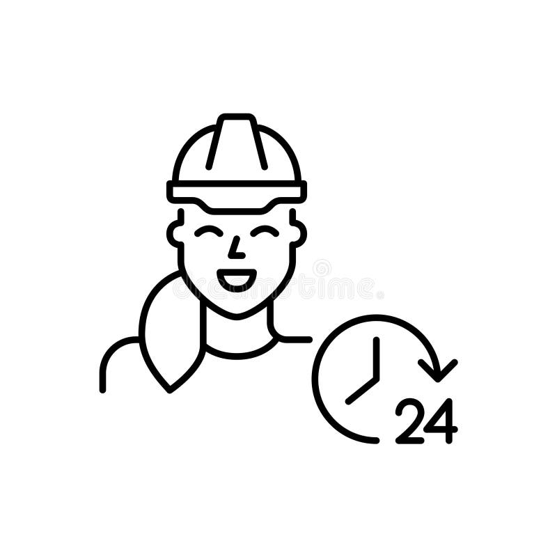 Woman Wearing Hard Hat and 24 Hours Clock. Construction Safety ...