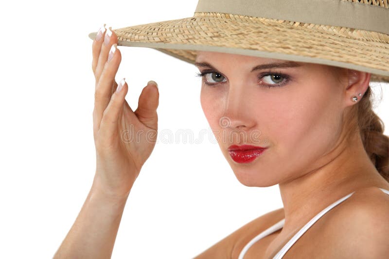 Woman wearing a hat stock image. Image of neutral, style - 35739183