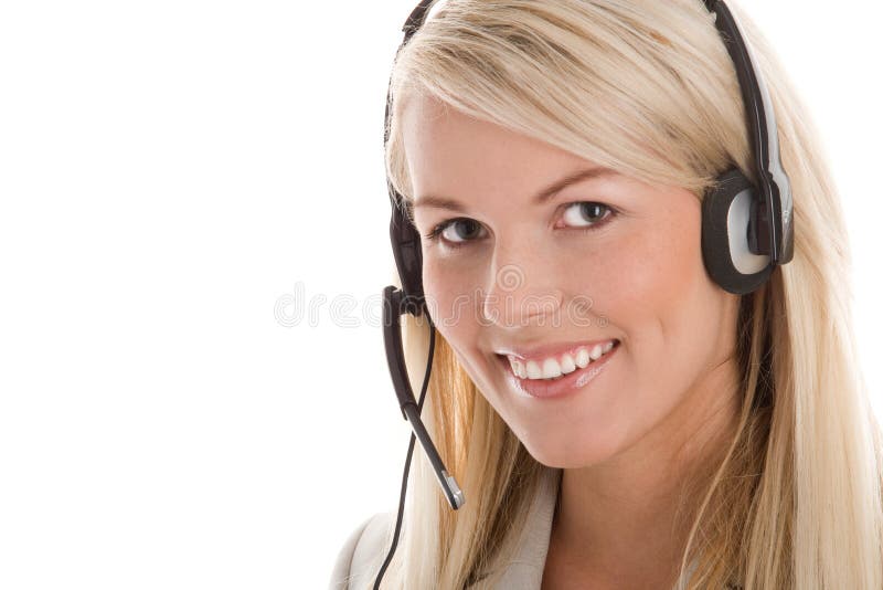 Beautiful Teen Girl with Headset Over White Stock Photo - Image of talk ...